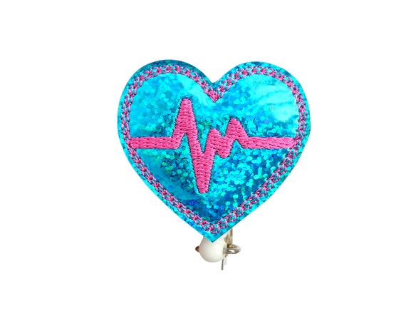 EKG Heart beat badge reel RN retractable badge reel | Etsy