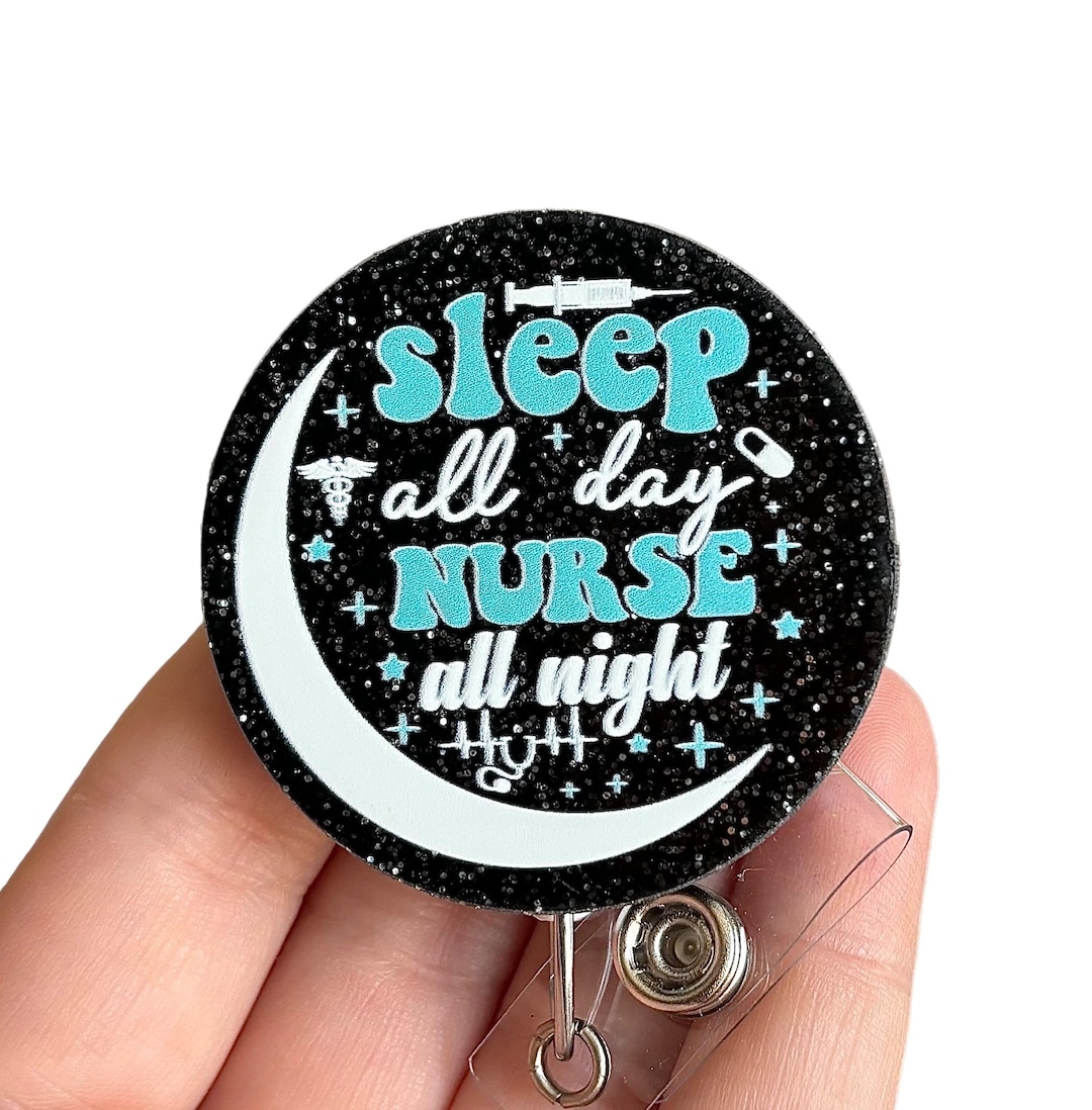 Night Shift Nurse Badge Reel - Funny Badge Reel - Badge Holder - Badge ...