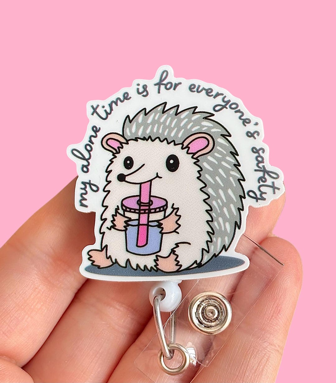 Funny Hedgehog Badge Reel - Funny Badge Reel - Badge Pull - Badge Clip ...