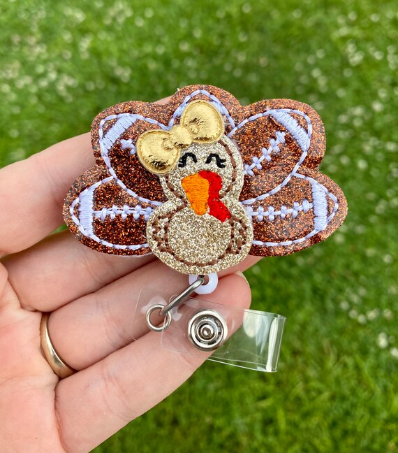 Turkey Badge Reel Football Turkey Badge Turkey Name Badge - Etsy