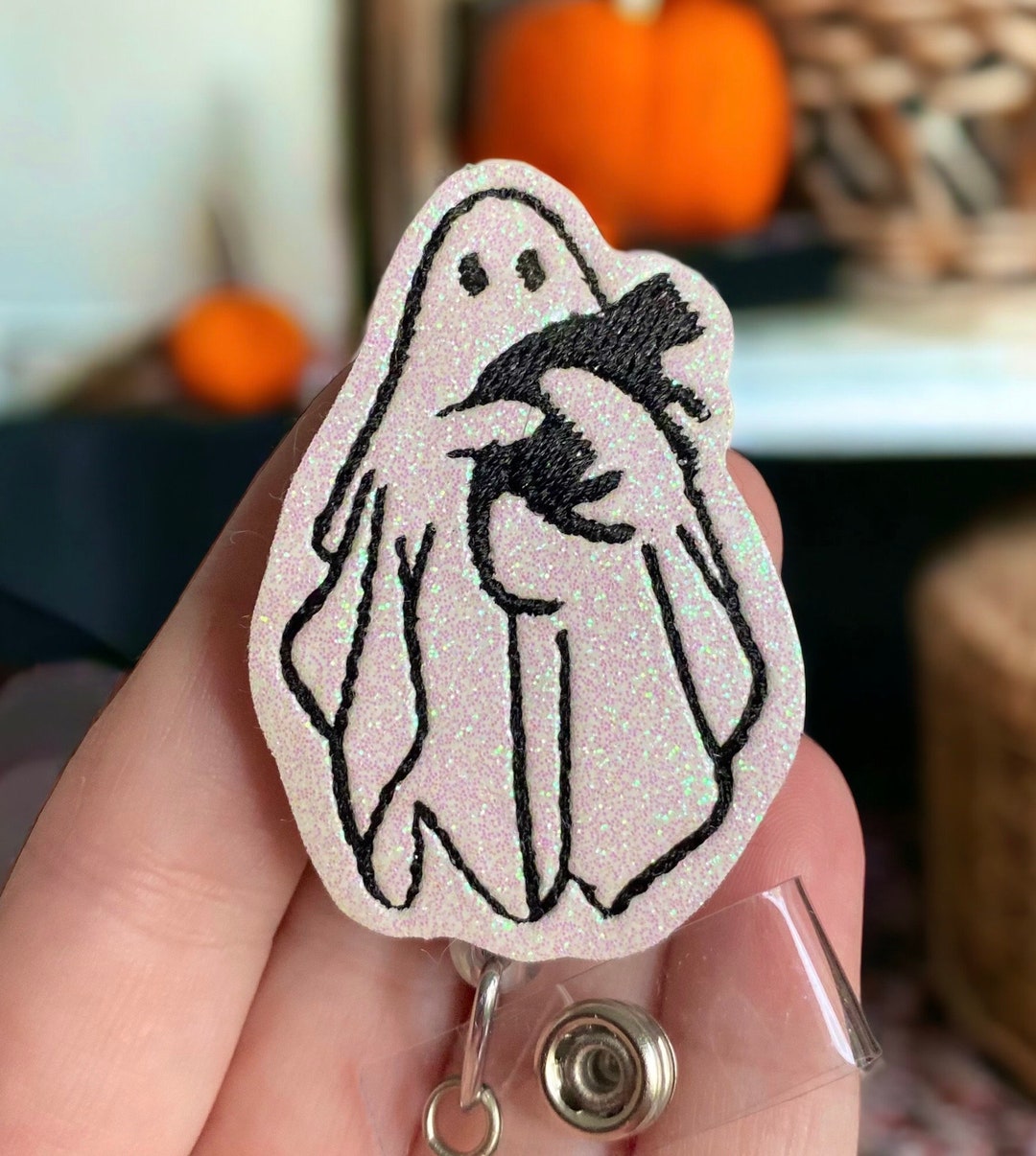 Ghost Badge Reel Cat Halloween Badge Retractable Badge Badge Topper ID ...