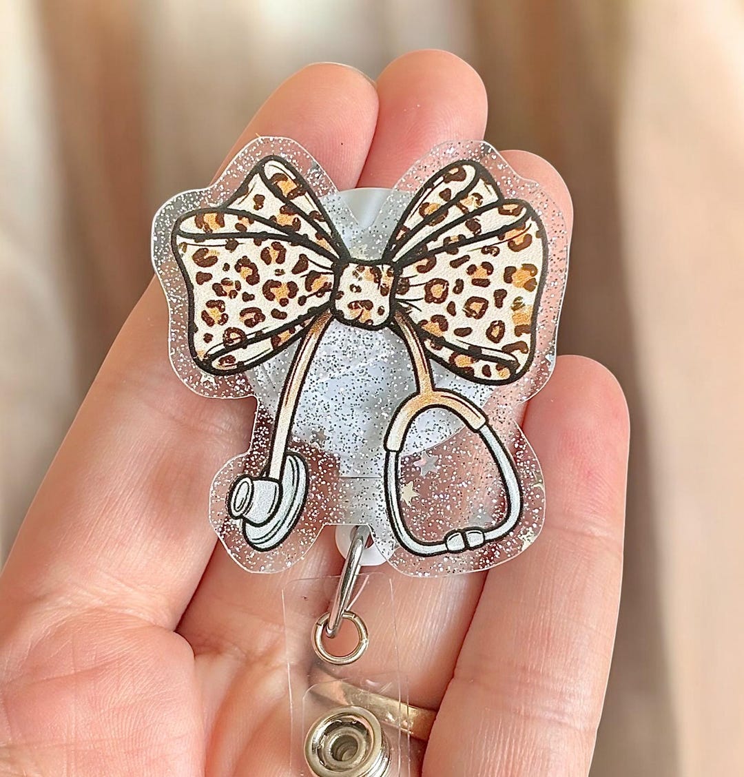 Leopard Stethoscope Badge Reel - Nurse Badge Buddy - Healthcare Badge ...