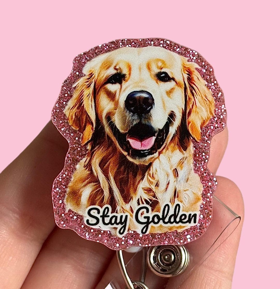 Golden Retriever Badge Reel - Dog Badge Holder - Dog Mom Badge Reel ...