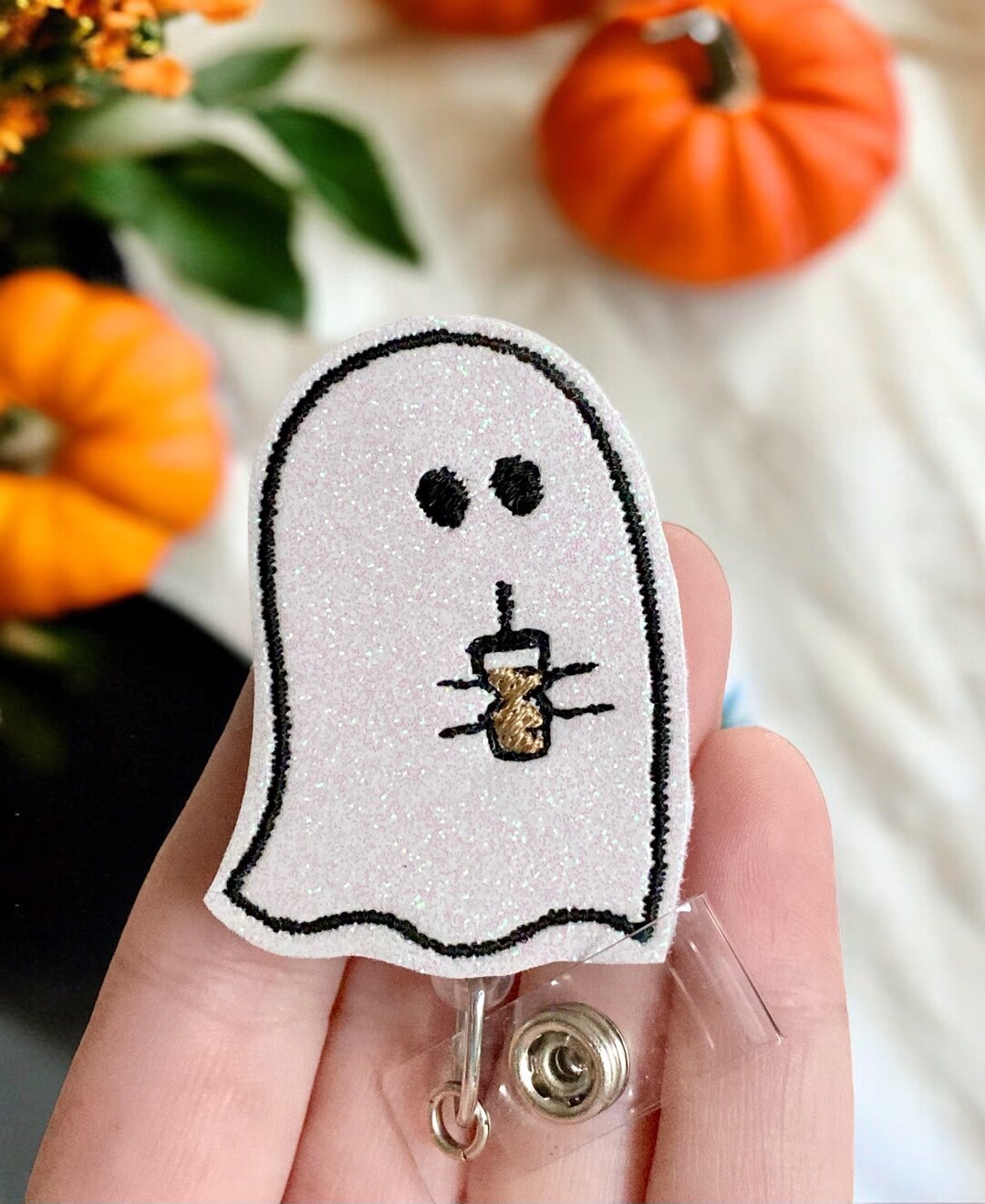 Ghost Badge Reel Halloween Badge Fall Badge Reel Badge Topper ID Holder ...