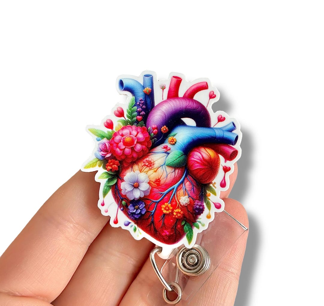 Heart Anatomy Badge Reel - Cardiology Heart Badge Reel - Badge Pull ...
