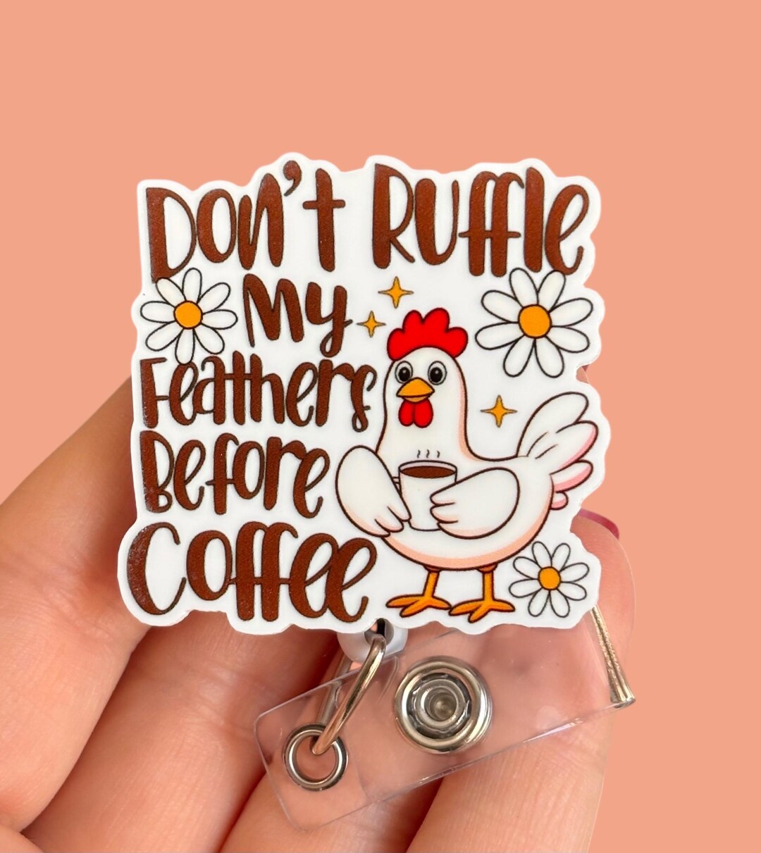Sarcastic Chicken Badge Reel - Nurse Badge Pull - Coworker Gift ...