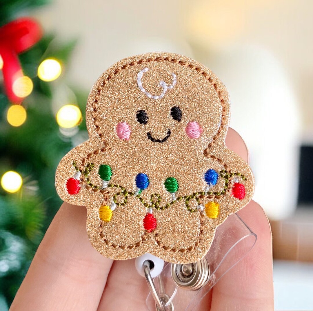 Gingerbread Badge Reel Glitter Badge Reel Christmas Badge Gingerbread ...