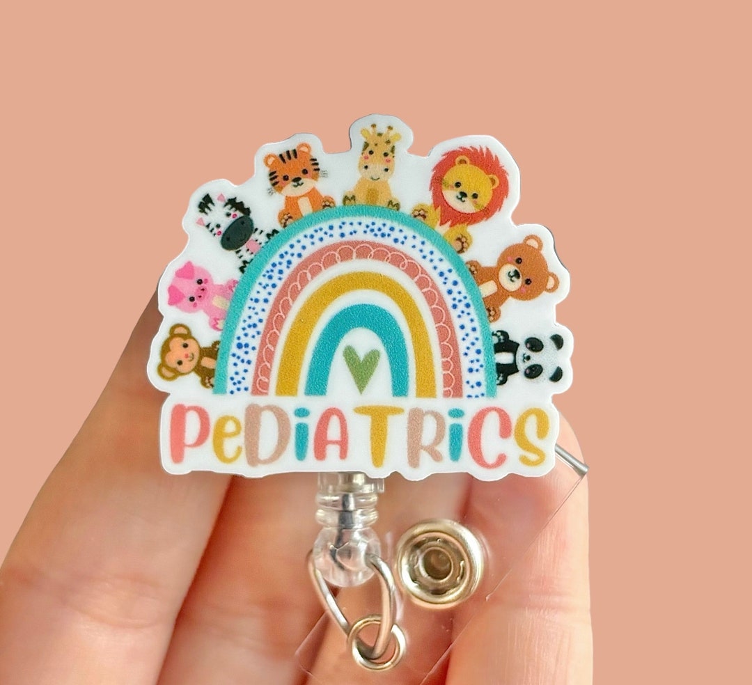 Pediatric Rainbow/animals Badge Reel - Swivel or Belt Clip - Etsy