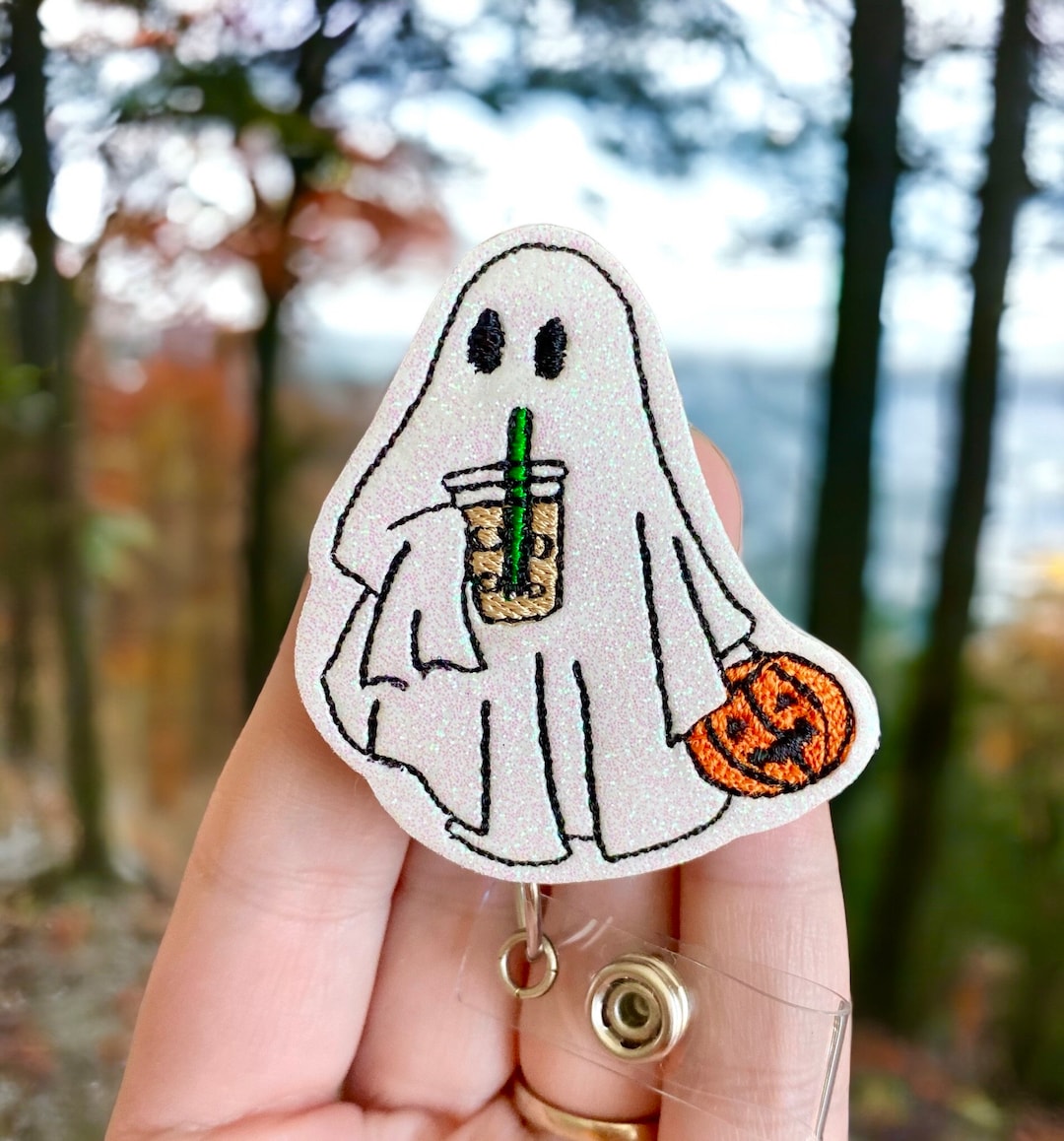 Ghost Badge Reel - Halloween Badge - Fall Badge Reel - Badge Topper ...