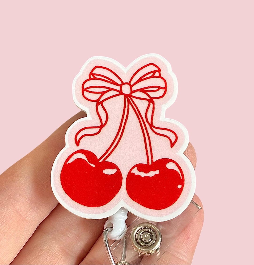 Cherry Badge Reel - Cute Badge Reel - Trendy Badge Pull - Badge Clip ...