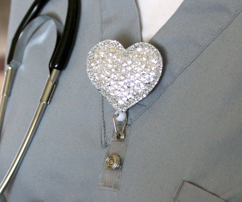 Glitter Heart Badge Reel Bling Badge Reel Gold Badge Reel - Etsy
