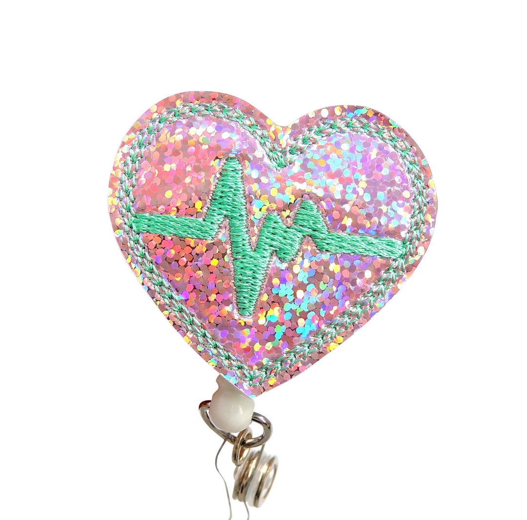 RN Badge Reel EKG Badge Reel Cardiology Badge Reel Heart Badge Reel ...