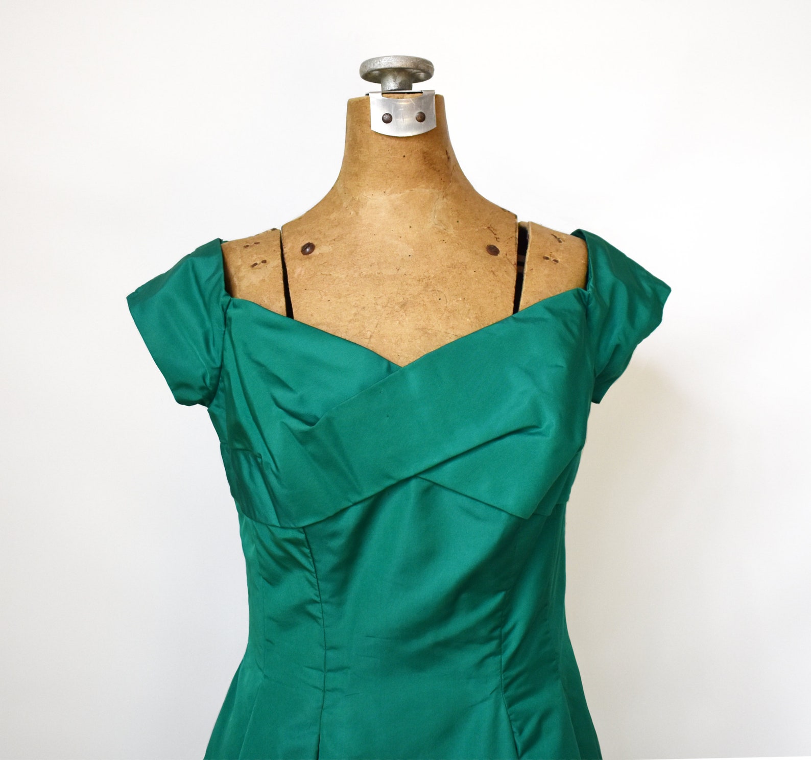 Vintage 1950s Miss Bergdorf Designer Dress | 50s Emerald Green Cocktail ...