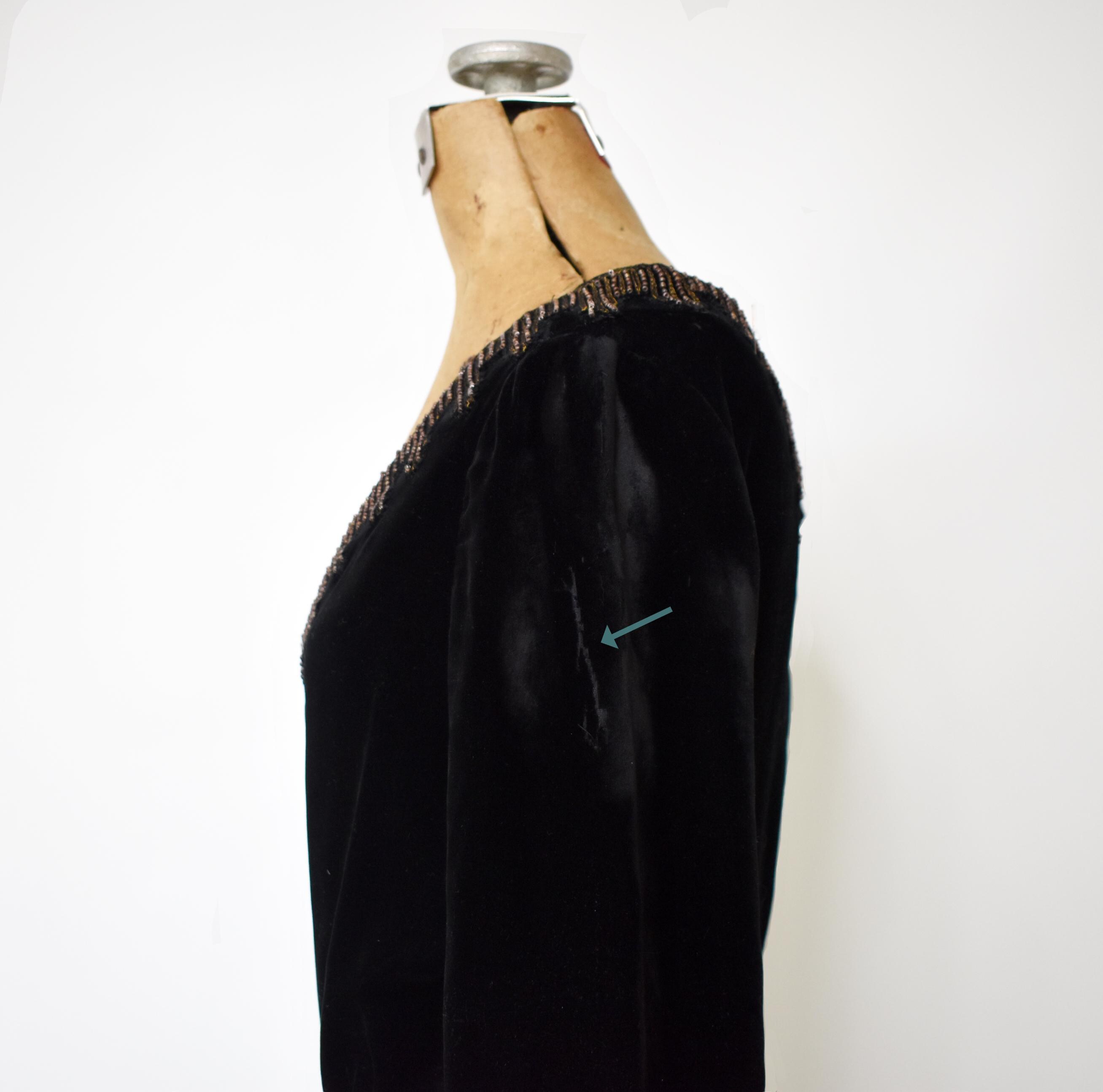 Vintage 20s Drop Waist Evening Gown | 1920s Black Velvet Robe Du Soir ...