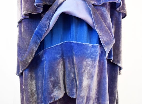 Vintage 1920s Blue Velvet Evening Gown | 20s Drop Wai… - Gem