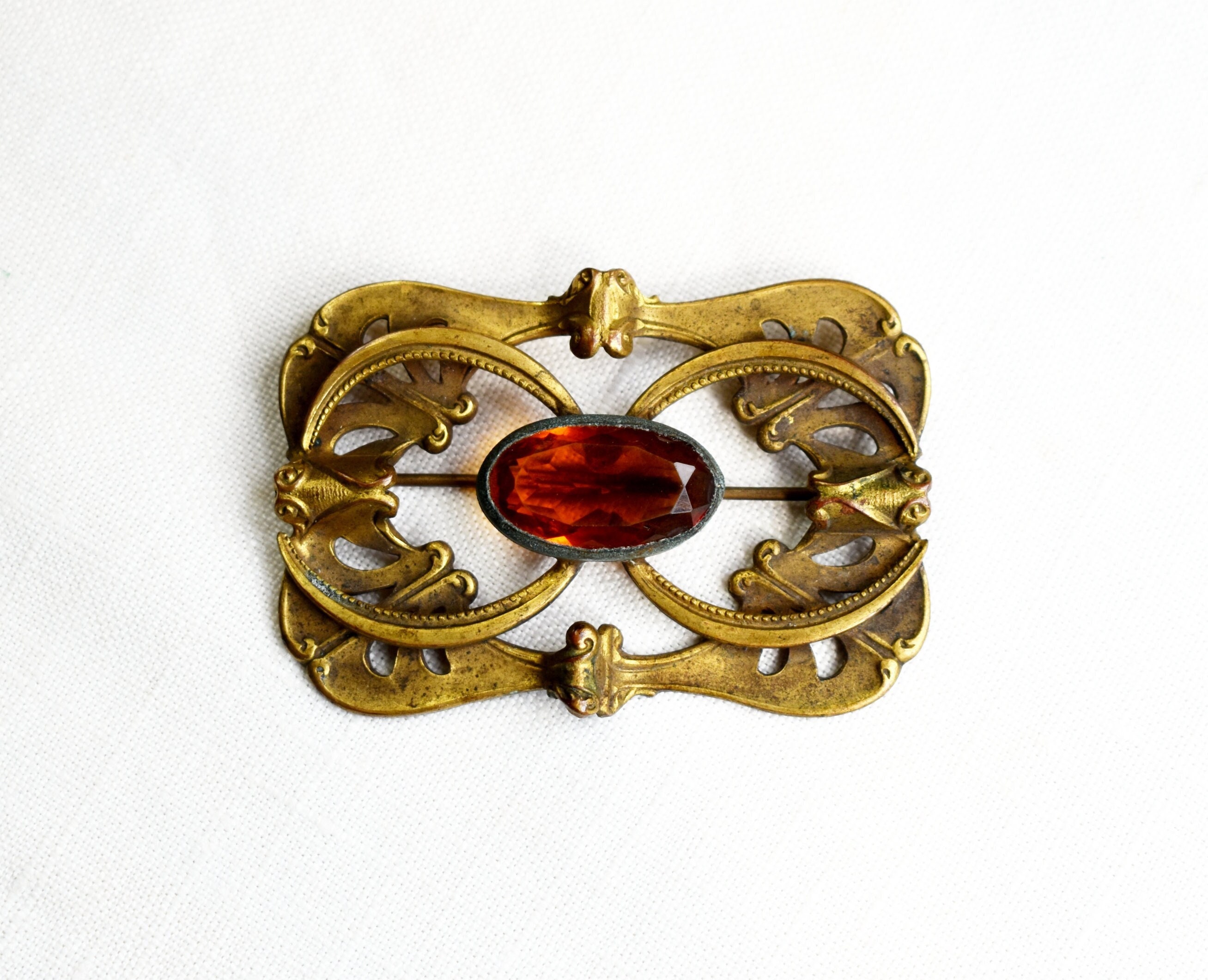 Vintage 1920s Art Nouveau Brooch | Large 20s Rectangular Sash Pin ...