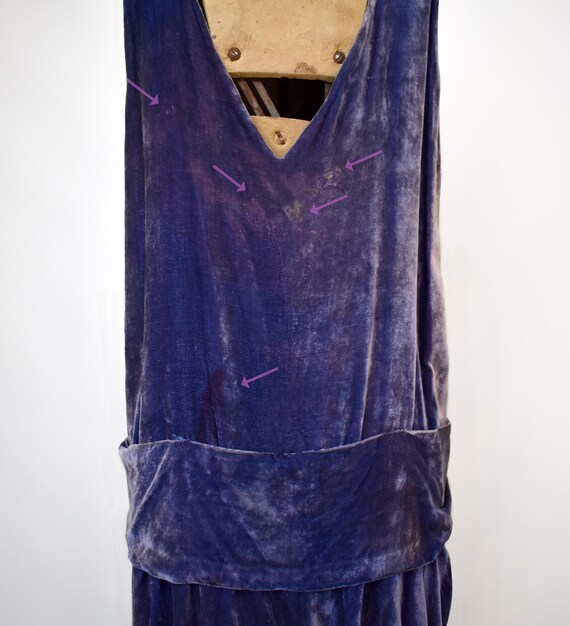 Vintage 1920s Blue Velvet Evening Gown | 20s Drop Wai… - Gem