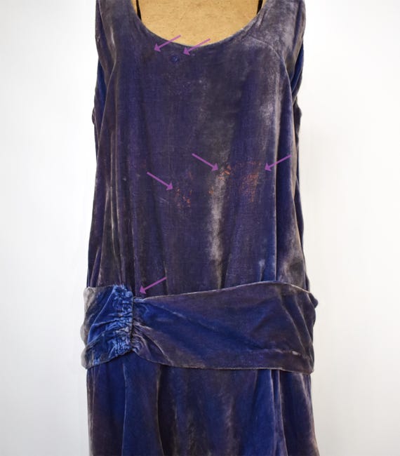Vintage 1920s Blue Velvet Evening Gown | 20s Drop Wai… - Gem