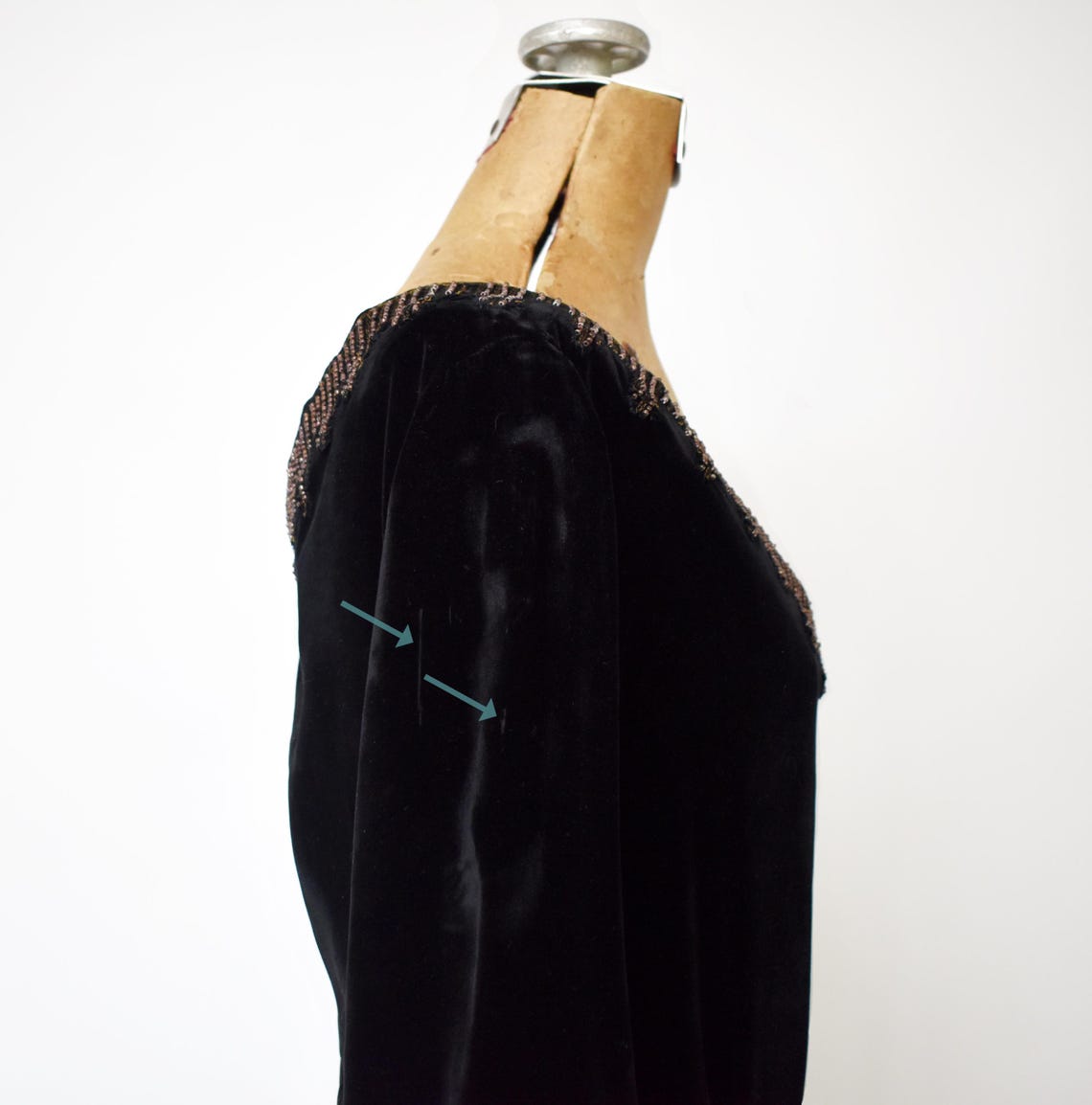 Vintage 20s Drop Waist Evening Gown | 1920s Black Velvet Robe Du Soir ...