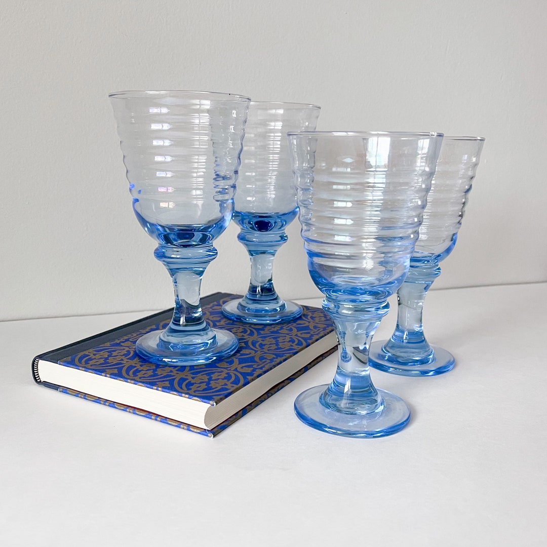 Vintage Libbey Sirrus Misty Blue Water Goblets | Set of 4 - Etsy