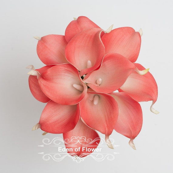 1 Stem Real Touch Hot Tomato Coral Calla Lily for Bridal - Etsy