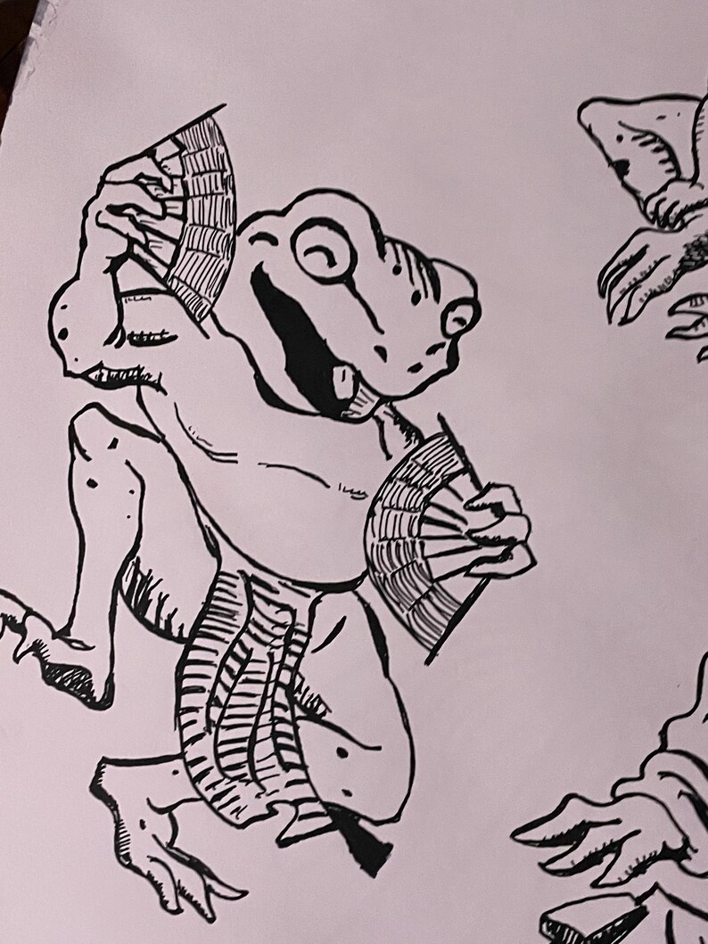 Samurai Frogs Glad Dip Pen Drawing by Zero - Etsy