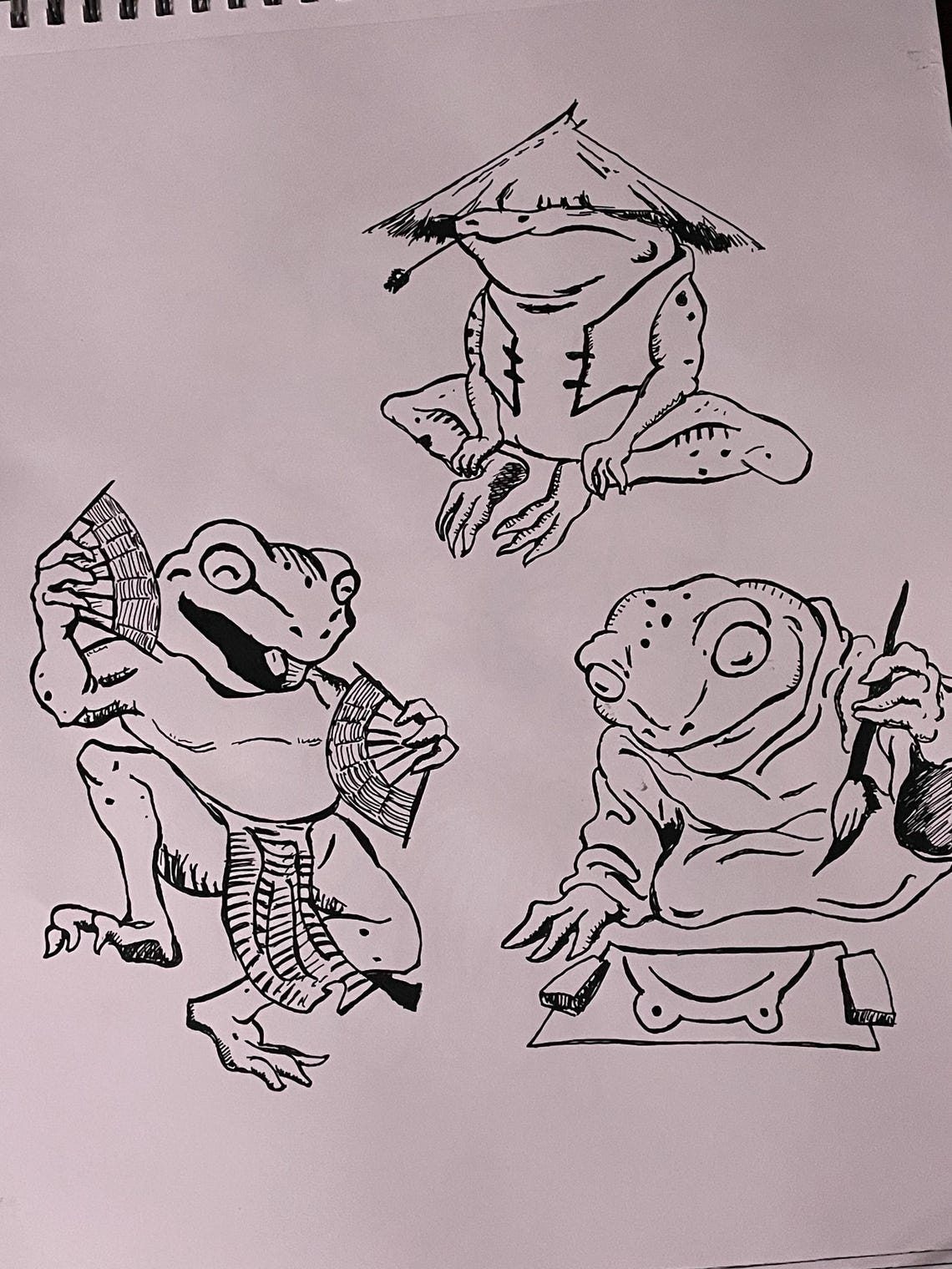 Samurai Frogs Glad Dip Pen Drawing by Zero - Etsy