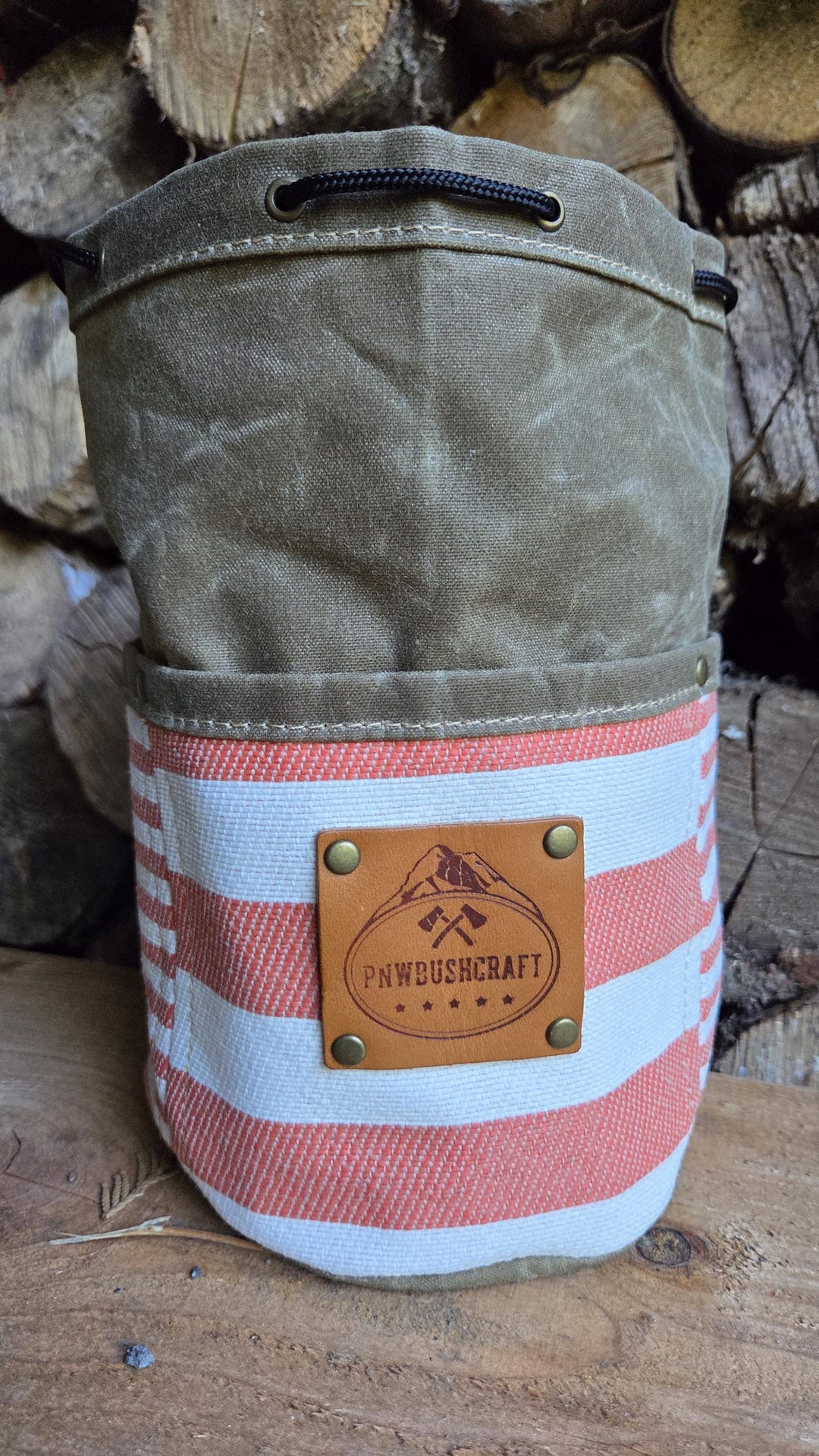 Waxed Canvas Cedar Bucket Bag: Bushcraft Cook Set, Camping Gear Tan ...
