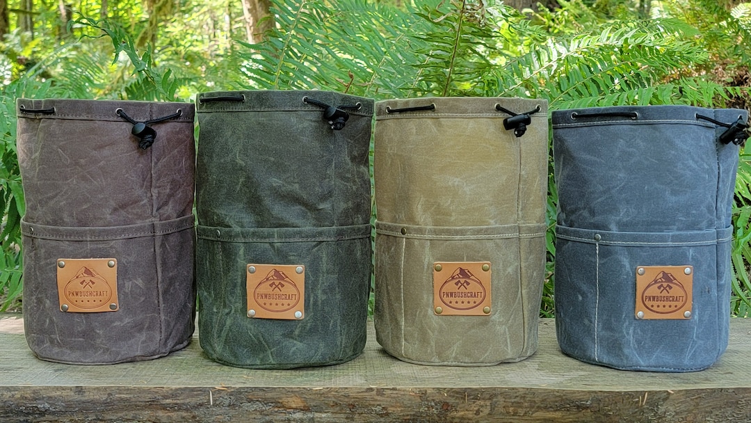 Waxed Canvas Cedar Bucket Bag: Bushcraft Cook Set, Camping Gear - Etsy