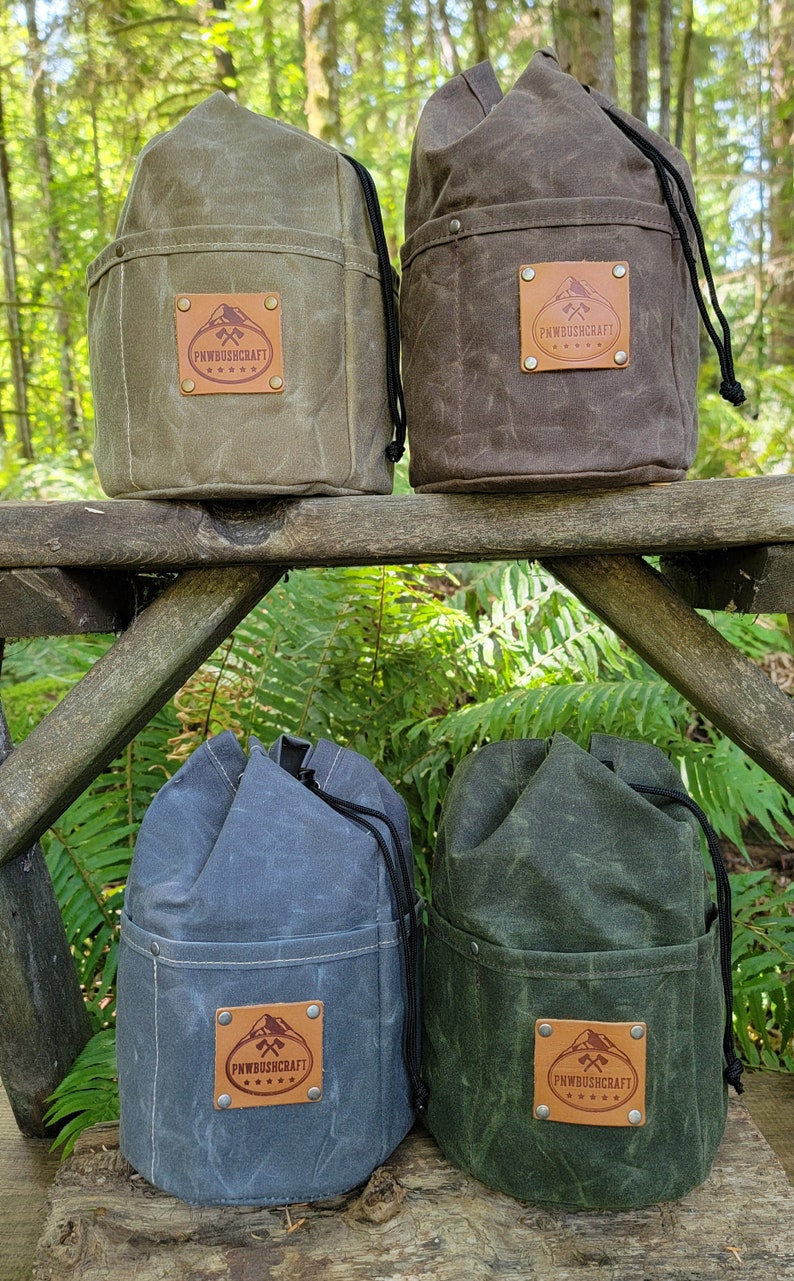 Waxed Canvas Cedar Bucket Bag: Bushcraft Cook Set, Camping Gear - Etsy