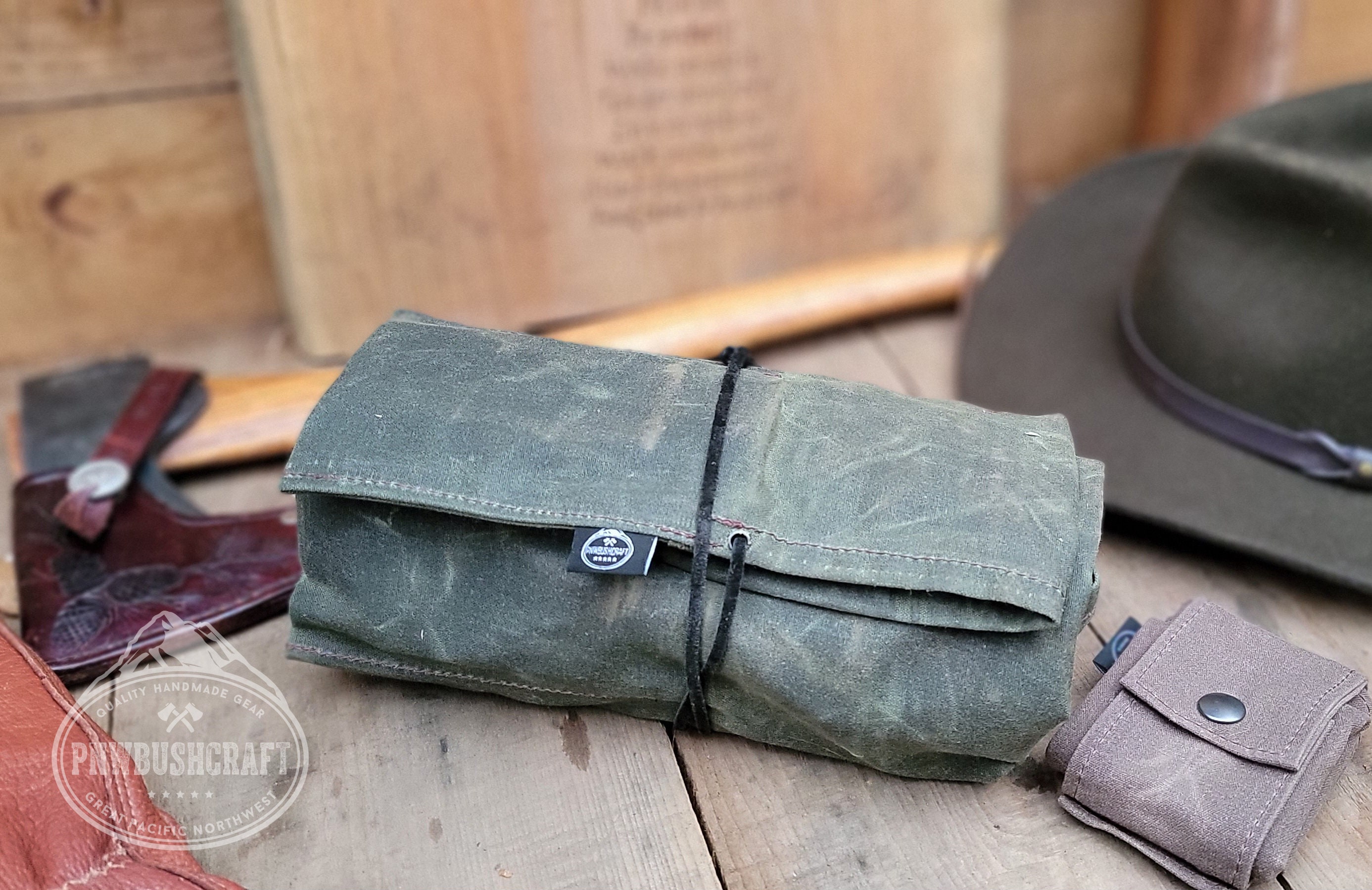 Waxed Canvas Tool Roll up Pouch: Fixed Blade Storage - Etsy