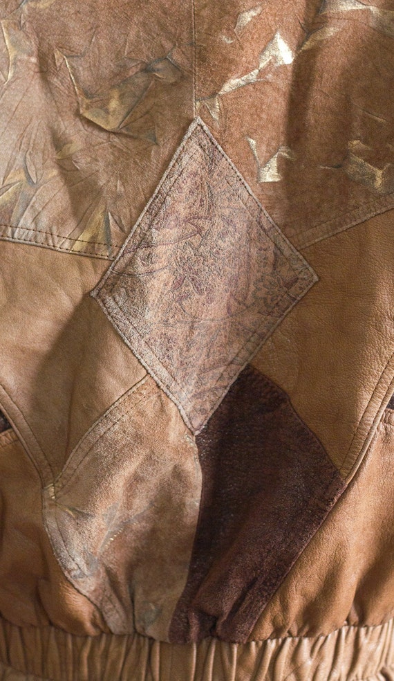 1980s/1990s Brown Patchwork Leather and Suede Bomber … - Gem