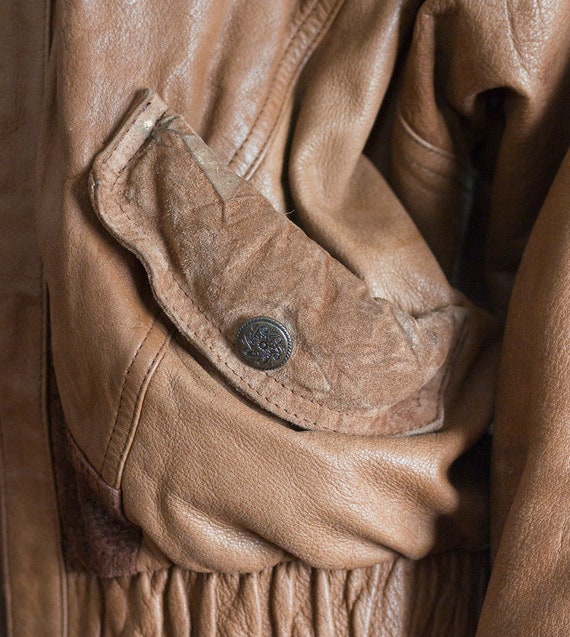 1980s/1990s Brown Patchwork Leather and Suede Bomber … - Gem