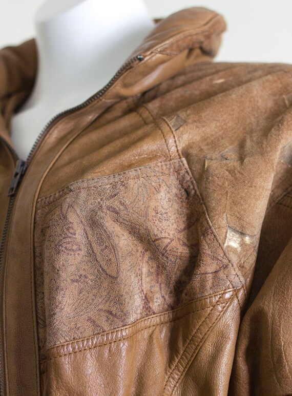 1980s/1990s Brown Patchwork Leather and Suede Bomber … - Gem
