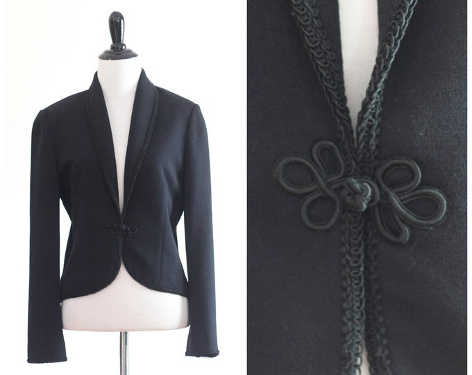 Vintage Black Knit Blazer From the 1960s or 70s | Shawl Collar | Frog ...