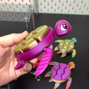3D Printed Turtle and Fruit Turtle Themed Fidget Clicker Keychains - Etsy