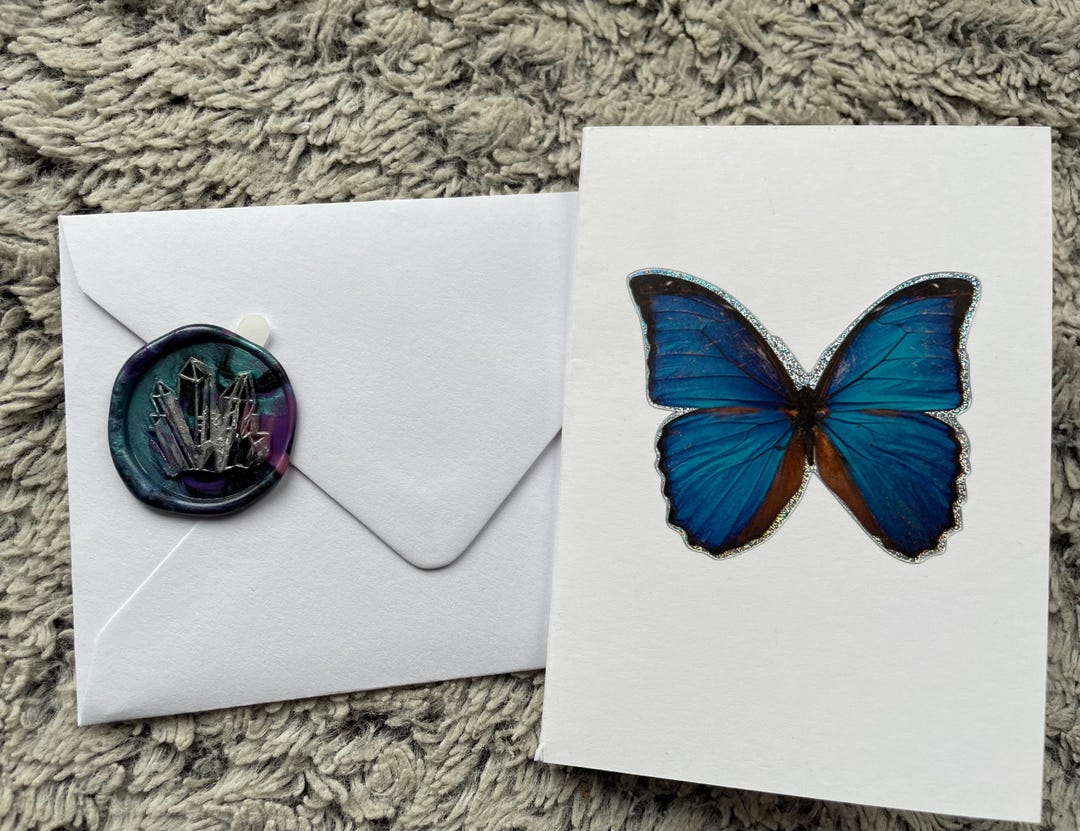 Butterfly Card & Crystal Wax Seal Sticker Set - Etsy