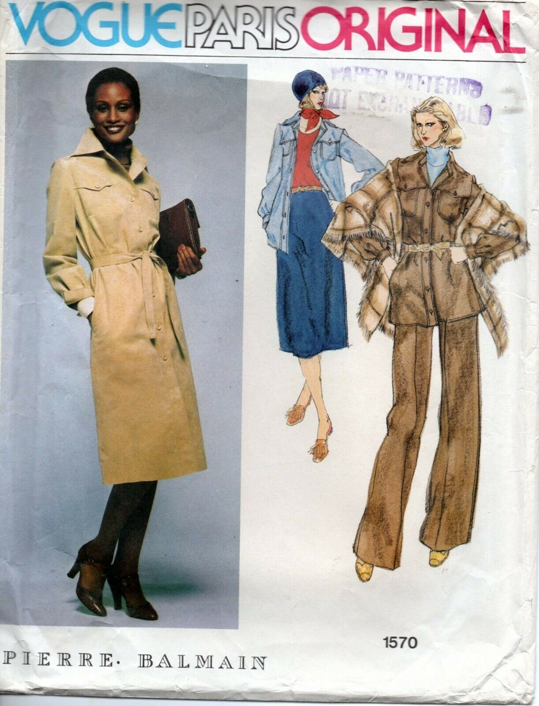 70s Vogue Paris Original Sewing Pattern 1570 Pierre Balmain Top Dress ...