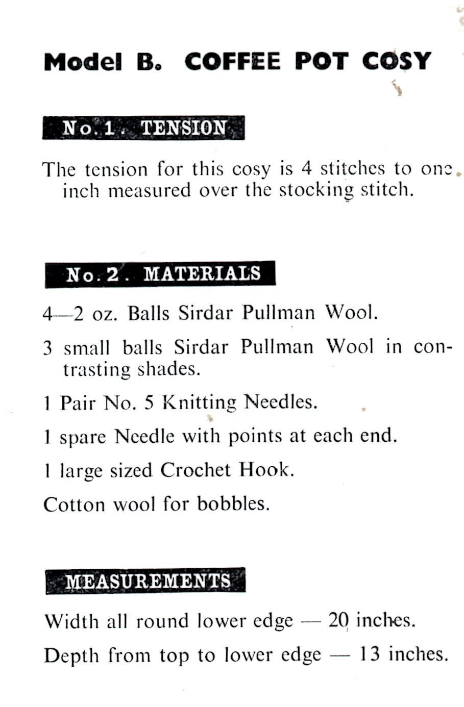 Vintage Knitting Pattern / Tea Cosy, Coffee Pot Cosy, Tea Pot Cosy ...