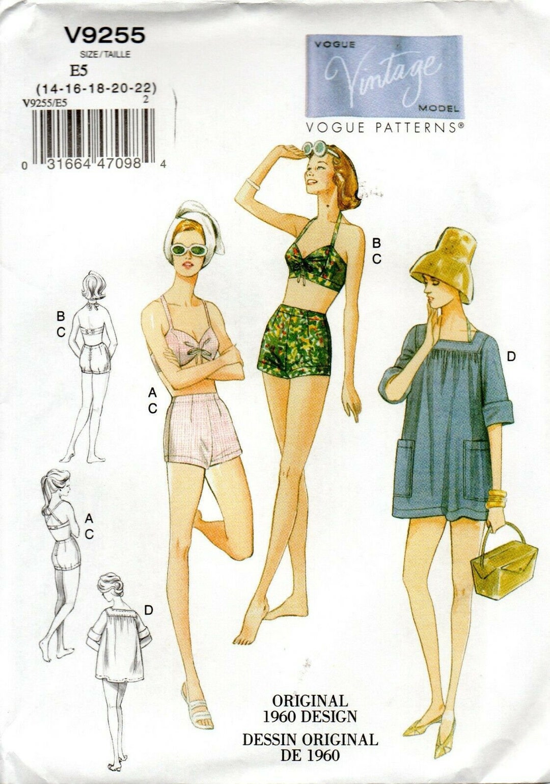 Vogue Sewing Pattern V9255 Misses Bra Shorts and Cover-up Size 14-22 - Etsy