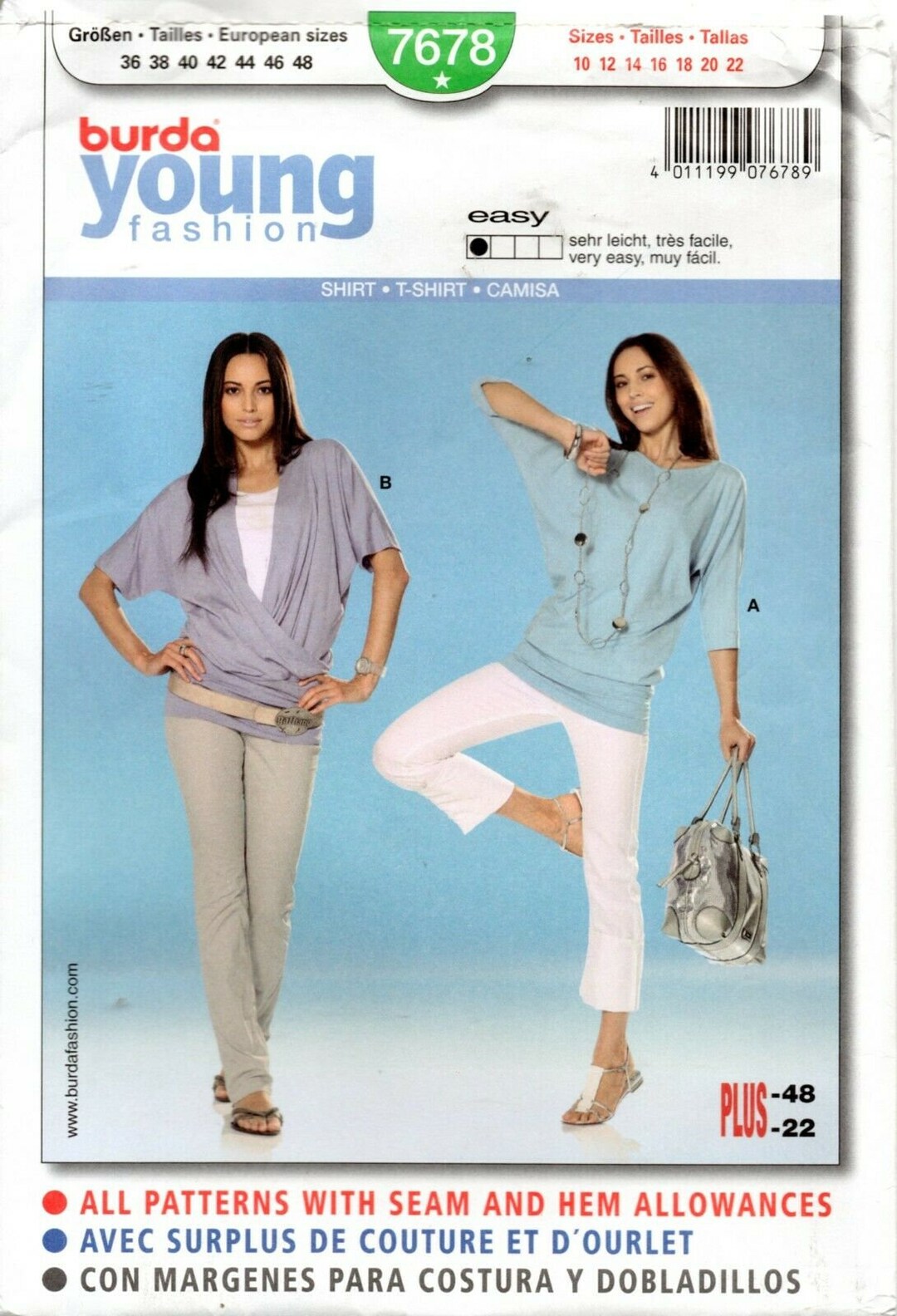 Burda Young Sewing Pattern 7678 Loose Fitting Top Size 10-22 - Etsy
