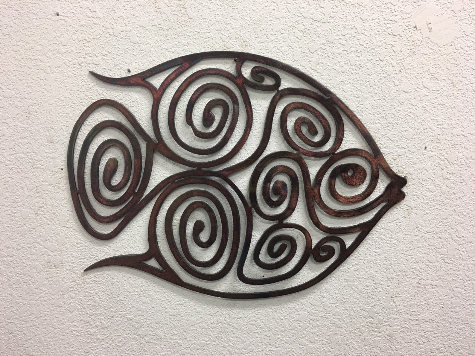 Metal Fish Art- Spiraly Metal Fish,bathroom Fish Art , Home Decor ...
