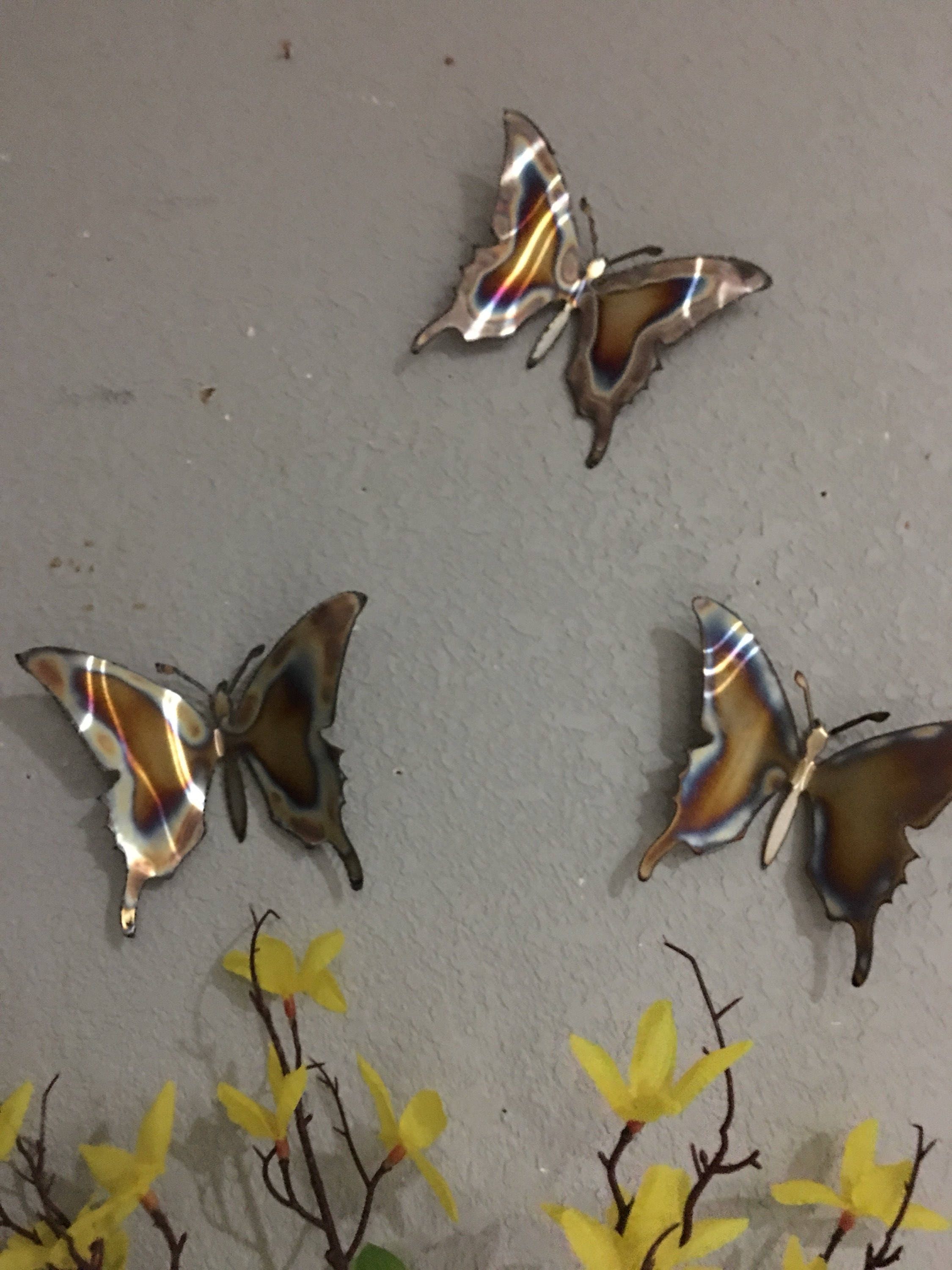 Set of 3 Butterflies - Metal Wall Art - Metal Butterflies - Home Decor ...