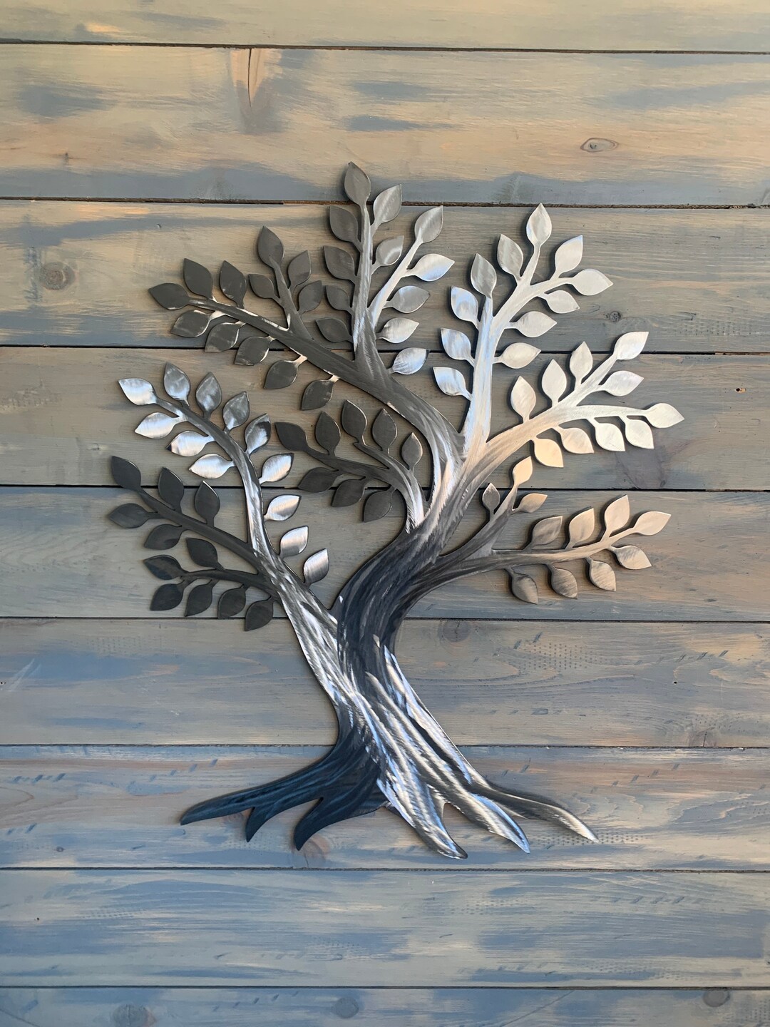 Sanded Silver Tree, Metal Wall Tree, Home Decoration, Metal Wall Art ...