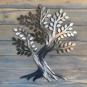 Sanded Silver Tree, Metal Wall Tree, Home Decoration, Metal Wall Art ...