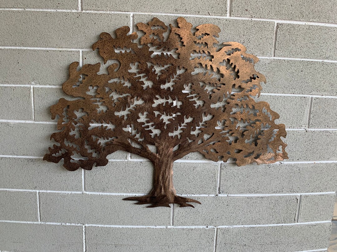 Metal Oak Tree - Wall Hanging Tree. - Home Decor - Brown With Black ...