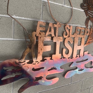 Eat Sleep Fish - Fishing Sign - Fishing Art Metal Art - Wall Art - Wall ...