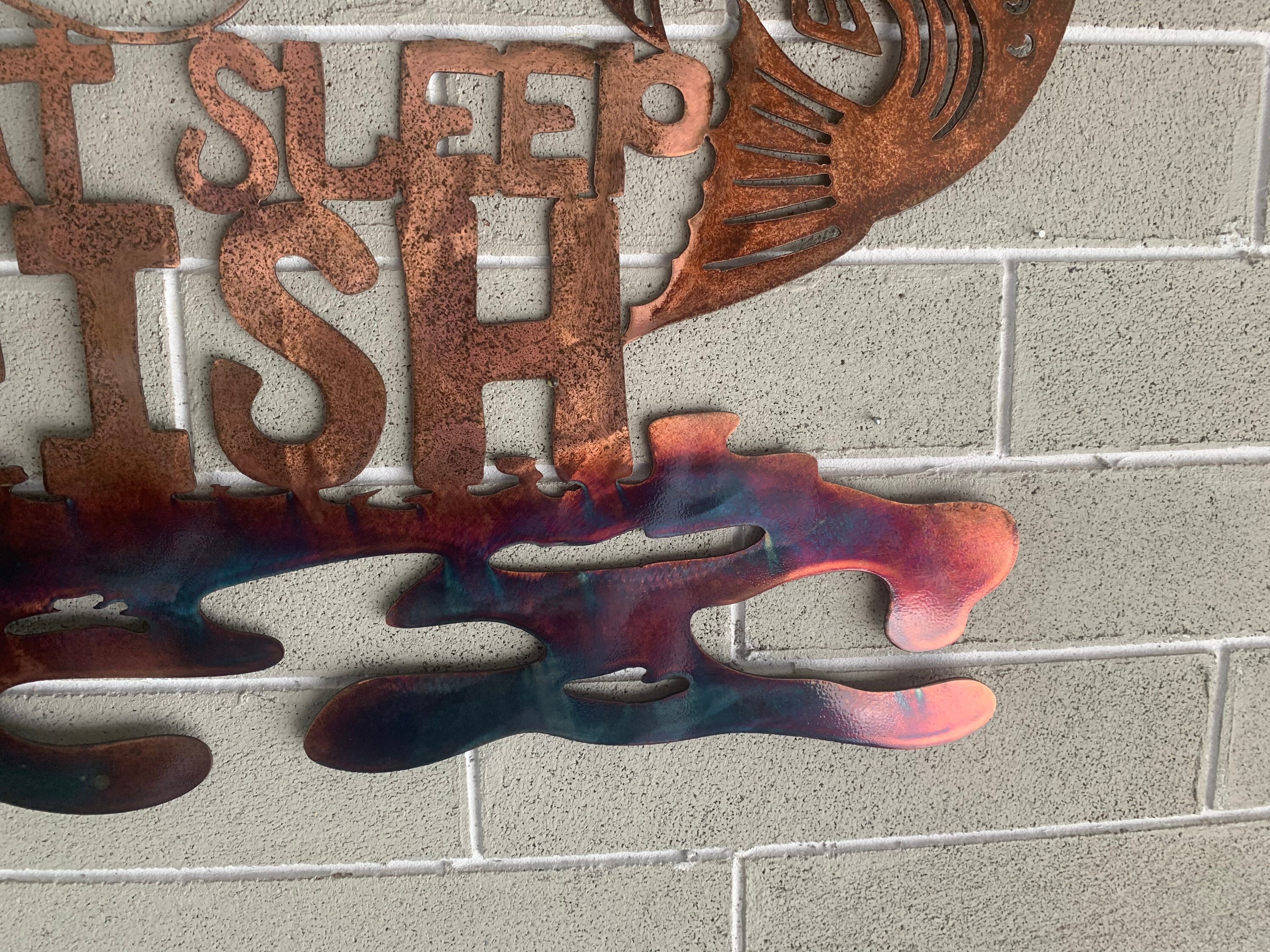 Eat Sleep Fish Fishing Sign Fishing Art Metal Art Wall | Etsy