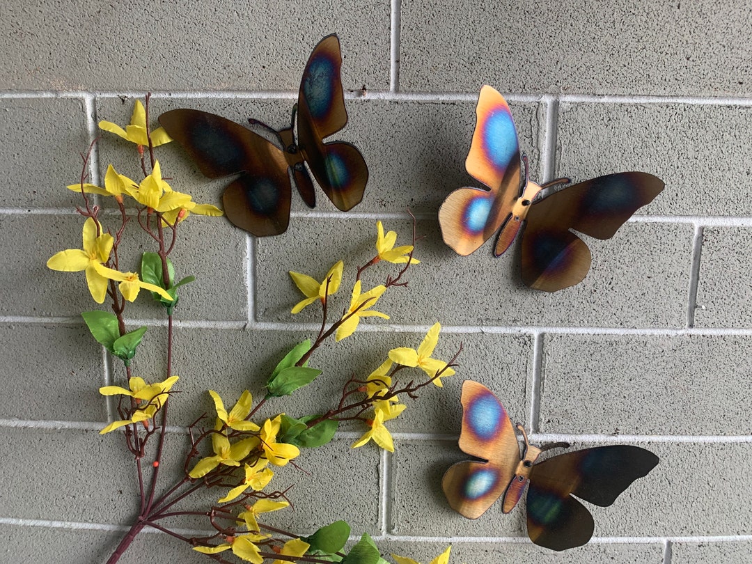 3-stainless Steel Butterflies - Set of 3. Heat Torched - Metal ...