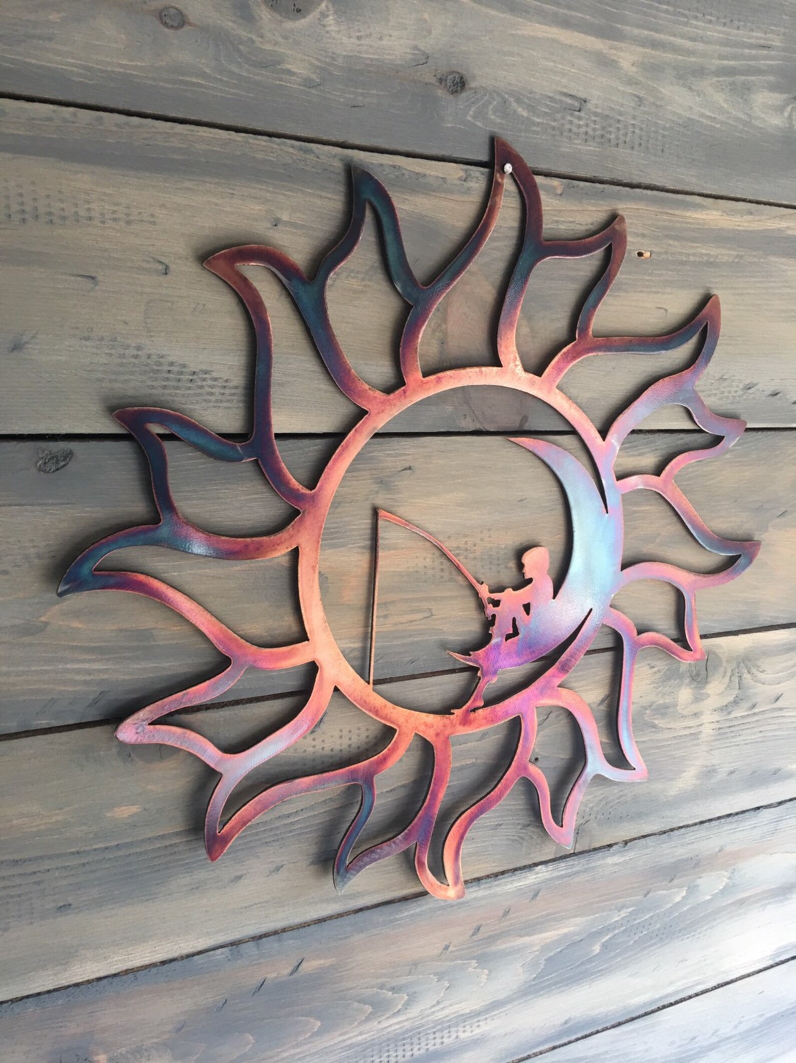 Sun and the Moon Metal Art Metal Moon and Sun Sunmoon - Etsy